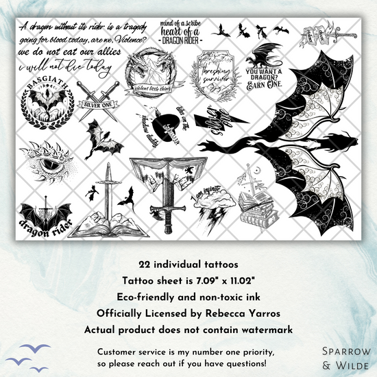Fourth Wing Temporary Tattoos – Sparrow & Wilde